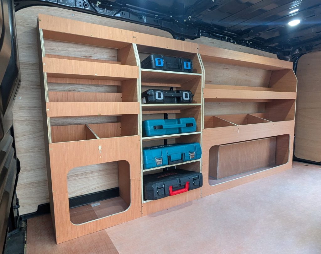 Ford Transit Custom 2024 On LWB L2 van racking shelving plywood unit ...