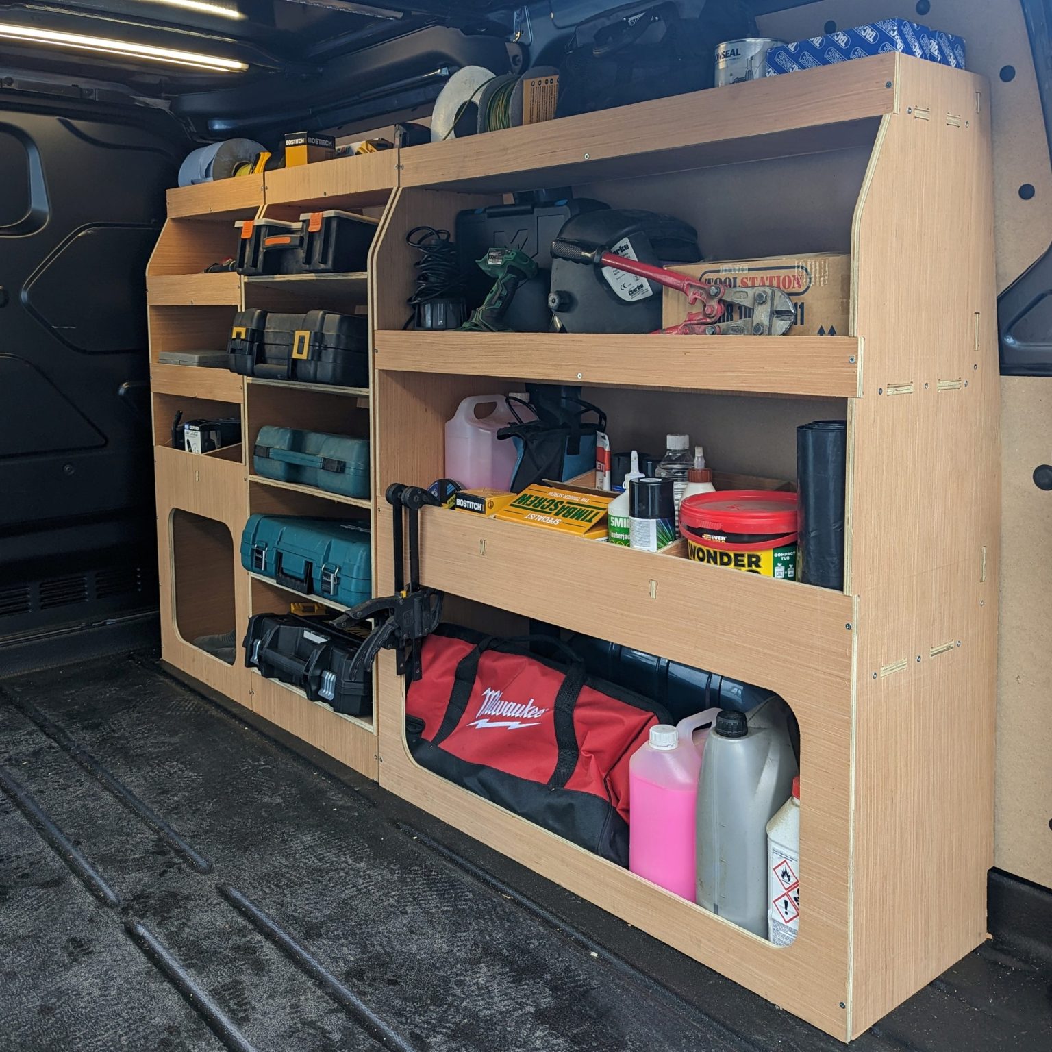 Ford Transit Custom 2024 On SWB L1 van racking shelving plywood unit ...